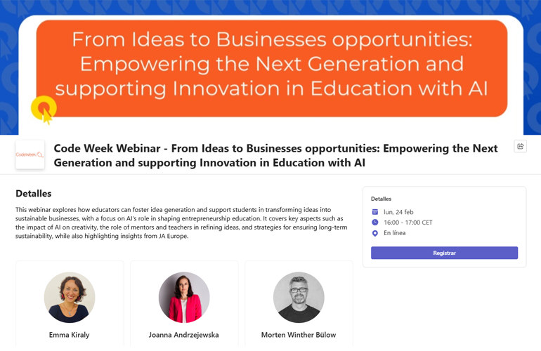 Code Week Webinar Series: From Ideas to Business Opportunities - Code INTEF